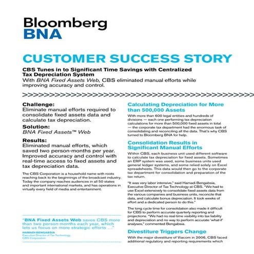 BNA Fixed Assets software from the experts at Bloomberg BNA: Features | PDF