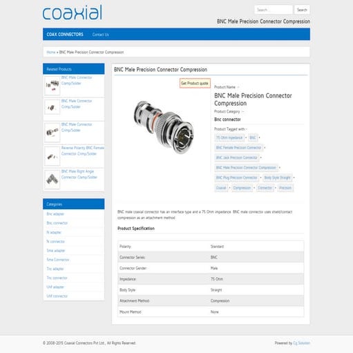 Bnc male precision connector crimpsolder | PDF