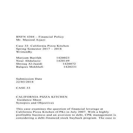 BNFN 4304 – Financial PolicyMr. Masood AijaziCas.docx