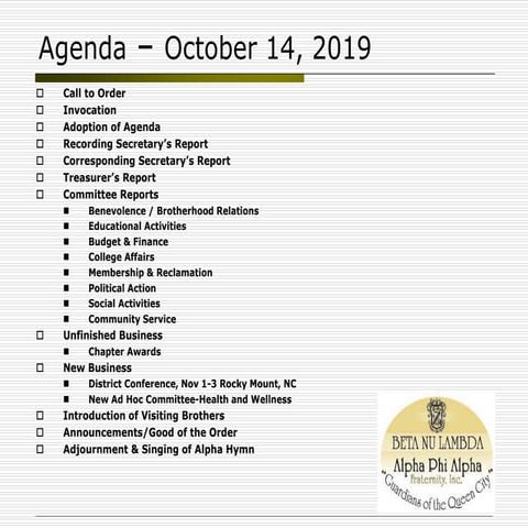 BNL Chapter Meeting October 2019 | PPT