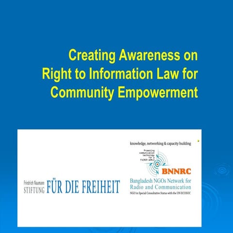 Creating Awareness on Right to Information Law for Community ...