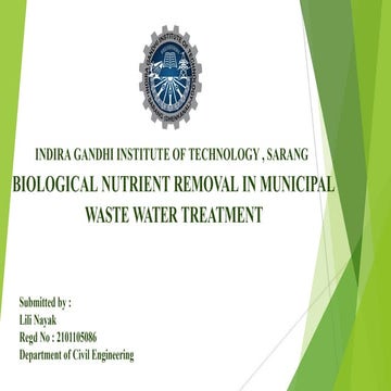 A seminar presentation on biological nutrient removal in municipal ...