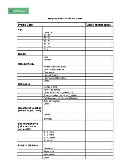 BoardSource Board Recruitment Matrix | PDF