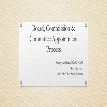 Board, Commission & Committee Appointment Process | PPTX