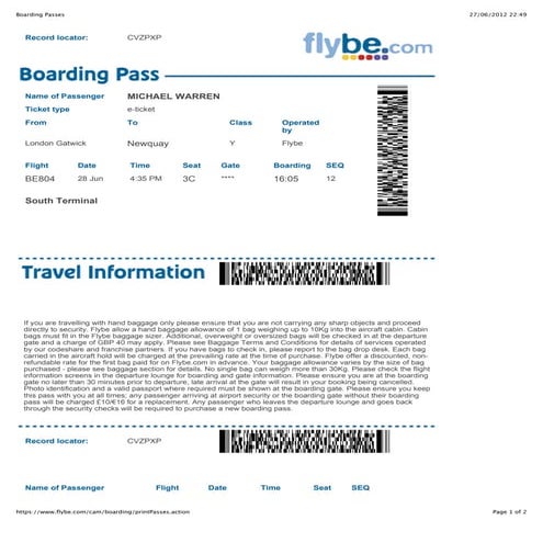 Boarding passes | PDF