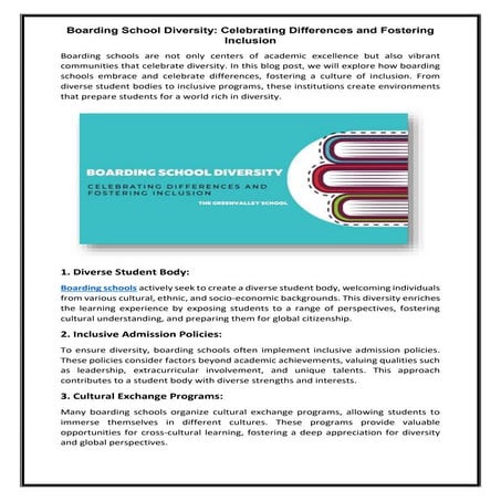 Boarding School Diversity Celebrating Differences and Fostering ...