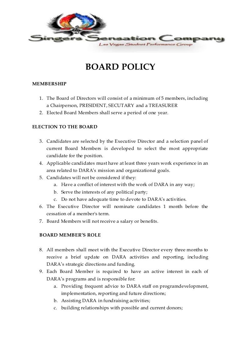 Board policy ssc 2012