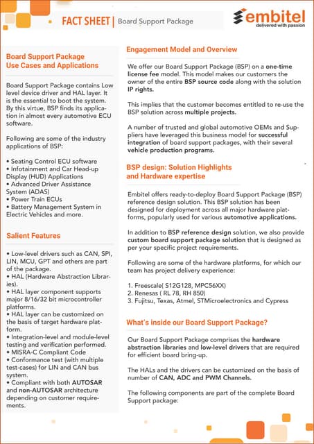 Board Support Package Solutions | BSP Software Development | PDF | Operating Systems | Computer ...