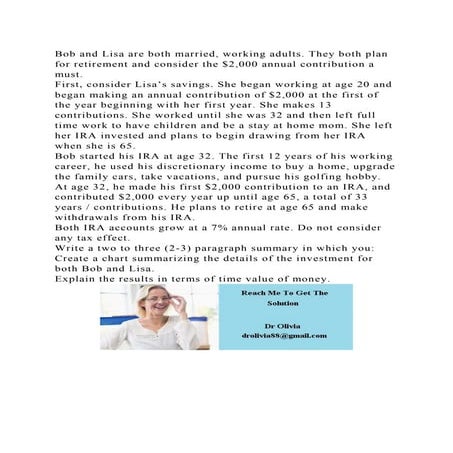 Bob and Lisa are both married, working adults. They both plan for re.docx