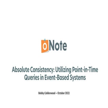 Utilizing Point-in-Time Queries in Event-Based Systems, Bobby Calderwood | Current 2022 | PDF ...