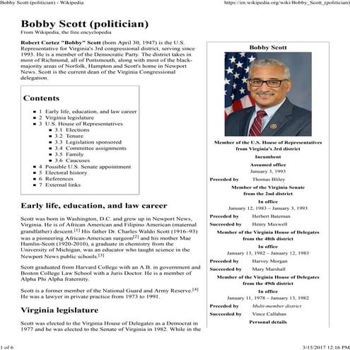 Bobby scott (politician) wikipedia (highlighted) | PDF