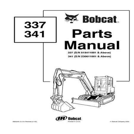 Bobcat 337 excavator parts catalogue manual sn 515411001 and above | PDF