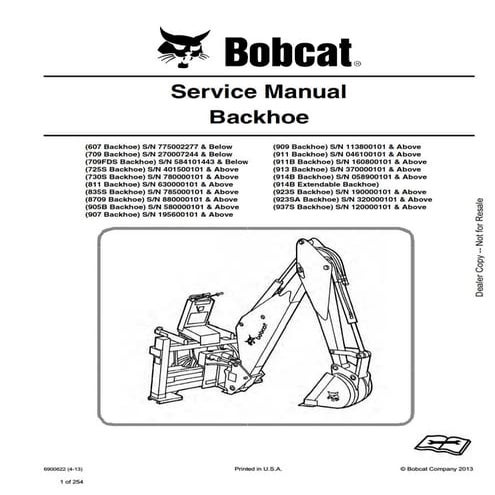 Bobcat 905B Backhoe Service Repair Manual SN 580000101 AND Above.pdf