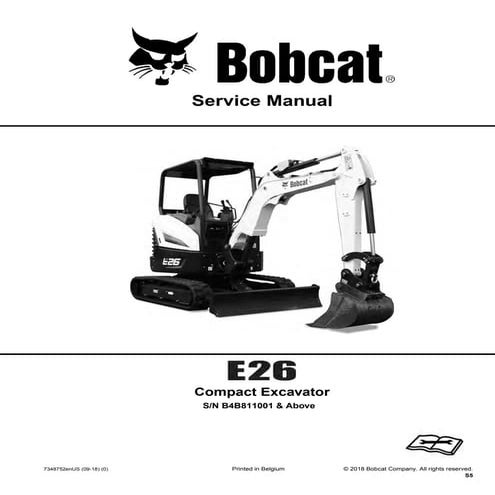Bobcat E20 Compact Excavator Service Repair Manual (S/N AWRH11001 and ...