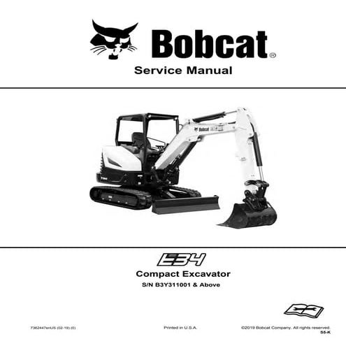 Bobcat e26 compact excavator service repair manual (sn b4 b811001 and ...