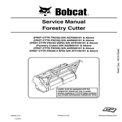 Bobcat Forestry Cutter Service Repair Manual SN A6ZB00101 And Above.pdf