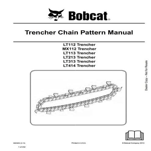 Bobcat LT113 Trencher Chain Pattern Service Repair Manual.pdf