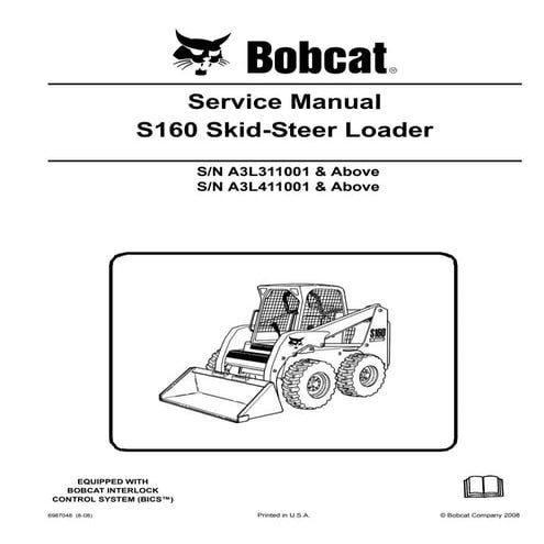 Bobcat t190 compact track loader service repair manual sn a3 lp11001 ...