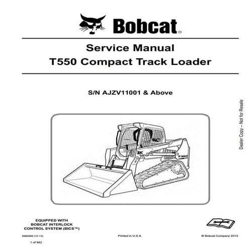 Bobcat t550 compact track loader service repair manual instant download ...