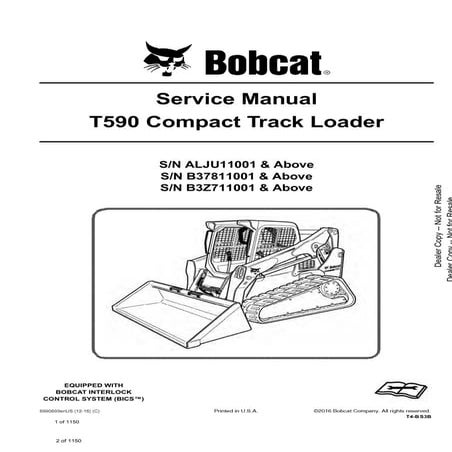 Bobcat T66 Compact Track Loader Service Repair Manual SN B51V11001 ...