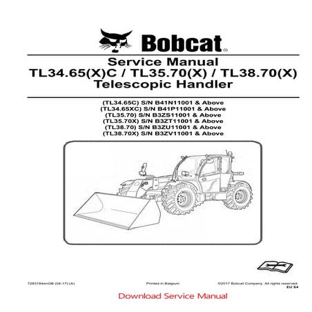 Bobcat tl35.70 telescopic handler service manual sn b3 zu11001 and above.pdf
