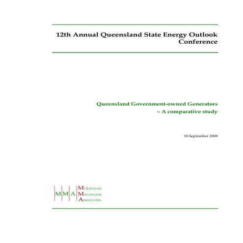 Bob Graham-Queensland Government Owned Generators Comparative Study | PDF