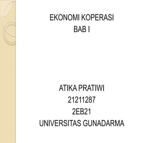 Ekonomi Koperasi Bab 1 | PPT