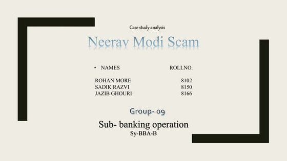 Punjab National Bank Fraud (Nirav Modi Scam) ppt presentation slideshare | PPTX