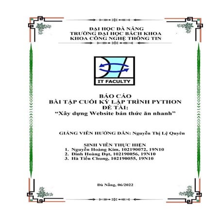 Báo cáo bài tập cuối kỳ lập trình python đề tài xây dựng website bán ...