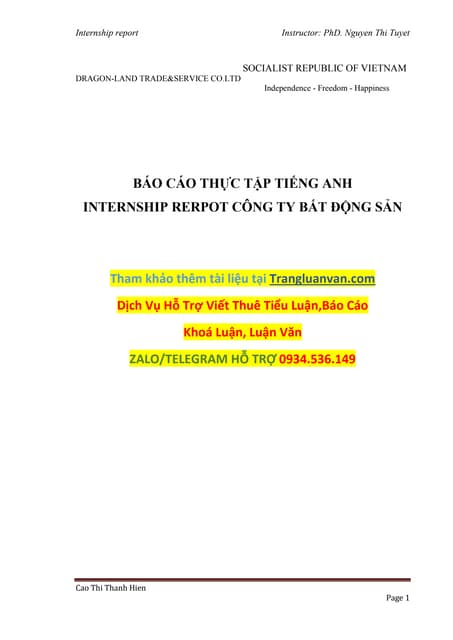 Báo Cáo Thực Tập Ngành Ngôn Ngữ Anh | PDF