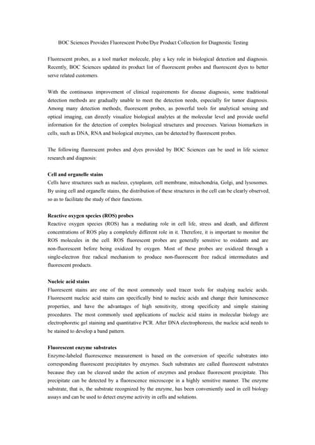 Introduction of Fluorescent Probes and Dyes | PPTX