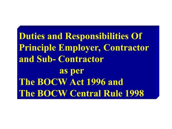 Building and Other Construction Workers Act, 1996 | PPTX
