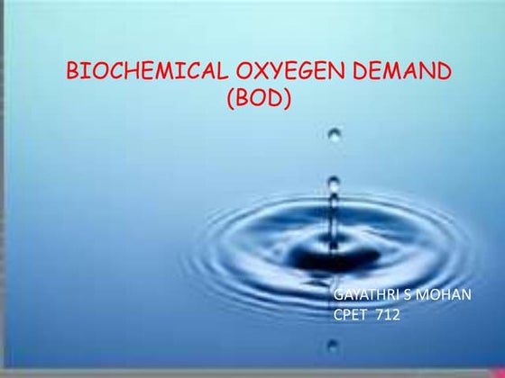 Biochemical Oxygen Demand (BOD) | PPTX