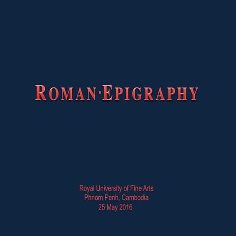 Roman Epigraphy : an introduction by John Bodel, Brown University | PDF