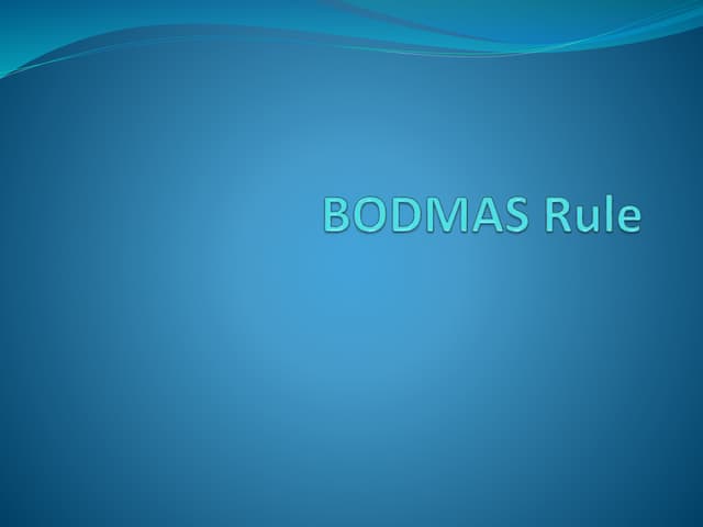 Bidmas | PPTX