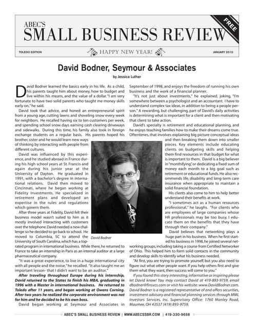 David Bodner, Financial planner at Seymour & associates