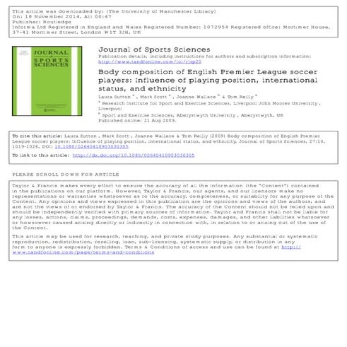 Body composition of english premier league soccer players | PDF