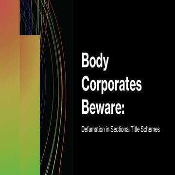 Body Corporates Beware: Defamation in Sectional Title Schemes | PDF | Law