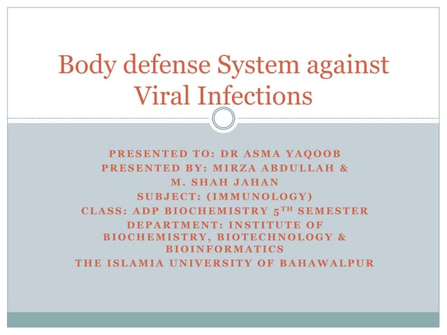 Immune response to infection by Virus | PPTX