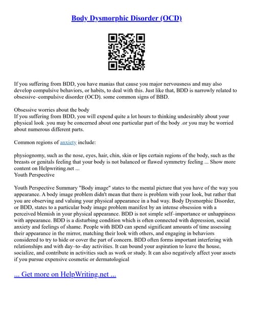 Body Dysmorphic Disorder | PPTX