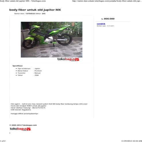 Body fiber untuk old jupiter mx tokobagus | PDF