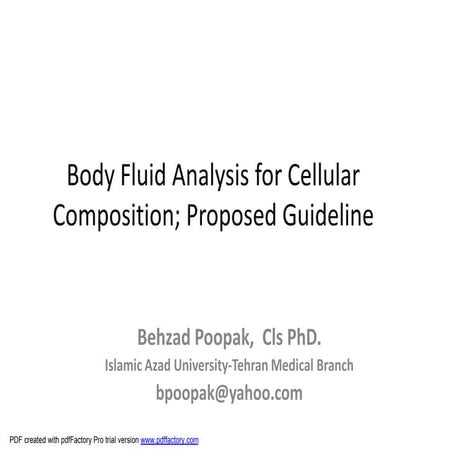BODY FLUID ANALYSIS FOR CELLULAR COMPOSITION: PROPOSED GUIDELINES | PDF