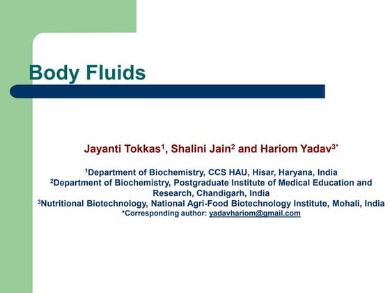 Body fluid and its compartments | PPT