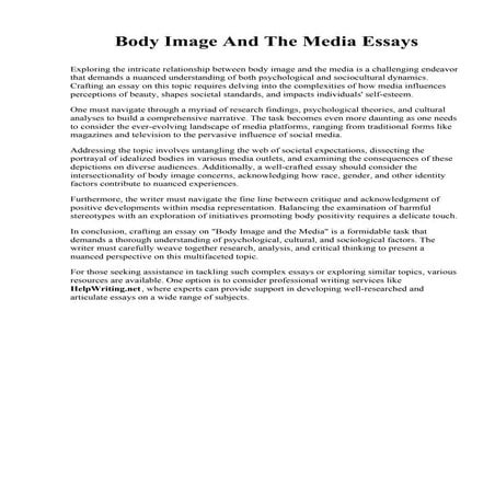 Body Image And The Media Essays | PDF
