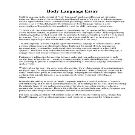 Body Language Essay. . Body Language Body Language Psychological ...