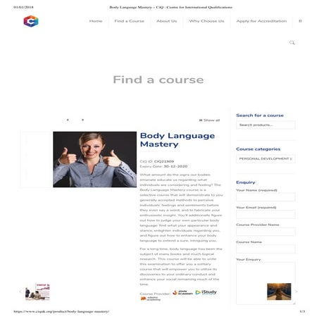 Body language mastery – Centre for international qualifications | PDF