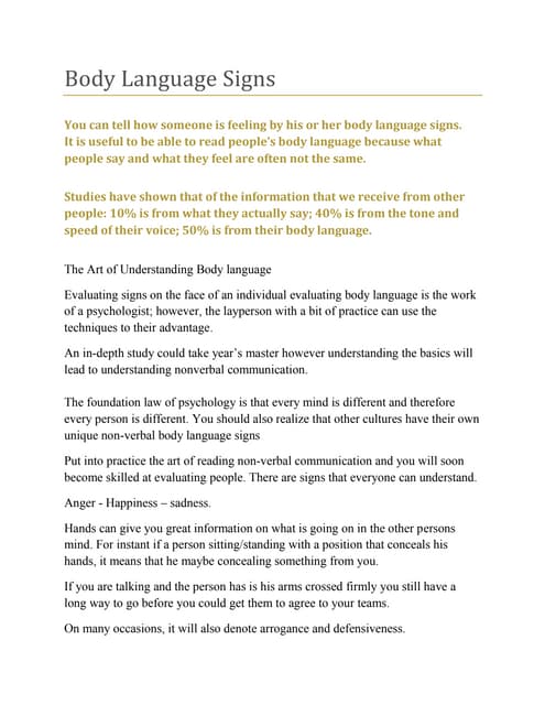 Body language in communication | PPT
