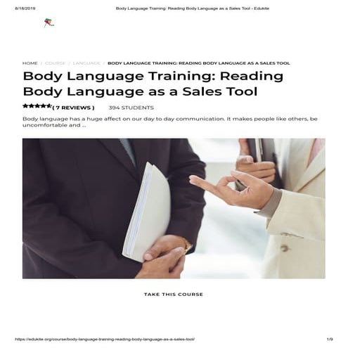 Body Language Training_ Reading Body Language as a Sales Tool - Edukite ...