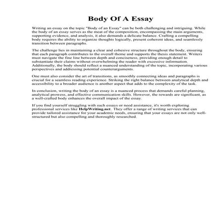 Body Of A Essay | PDF