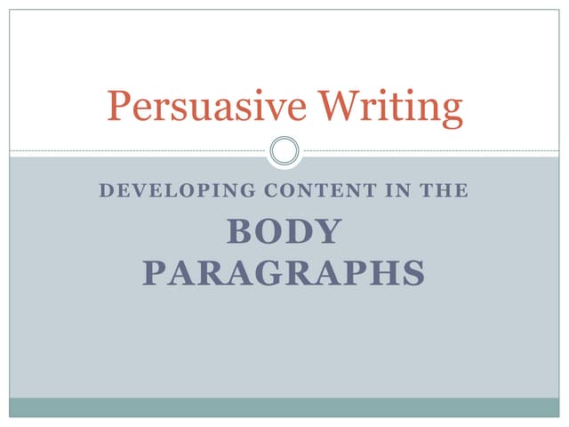 Writing body paragraphs | KEY
